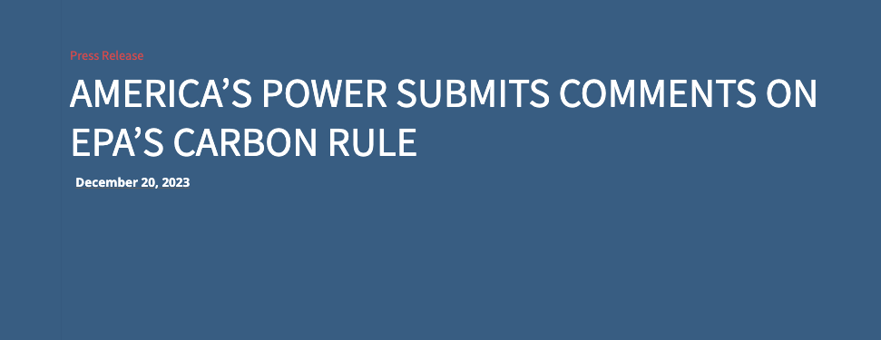 America’s Power Submits Comments on EPA’s Carbon Rule - America's Power
